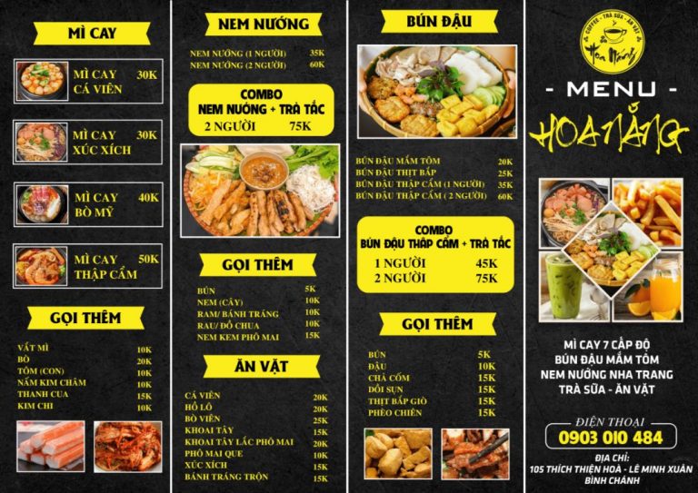 25+ mẫu menu cho quán bún đậu mắm tôm hot nhất hiện nay